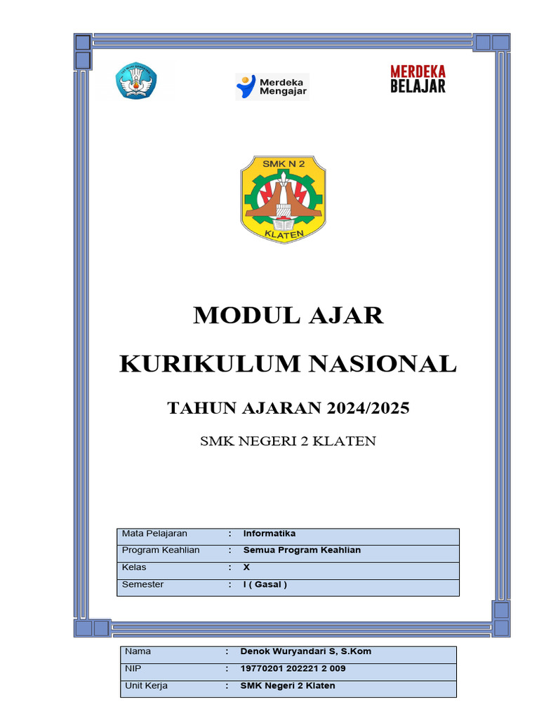 MODUL AJAR - Algoritma Dan Pemrograman | PDF | Karier & Perkembangan | Sains & Matematika
