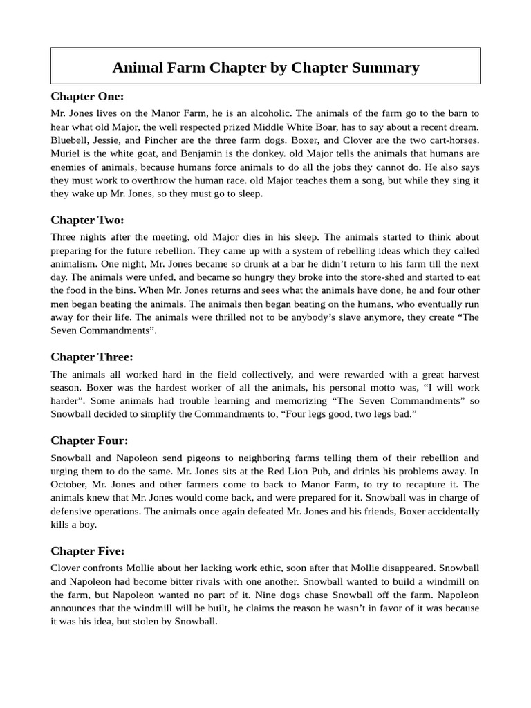 Animal Farm Chapter by Chapter | PDF