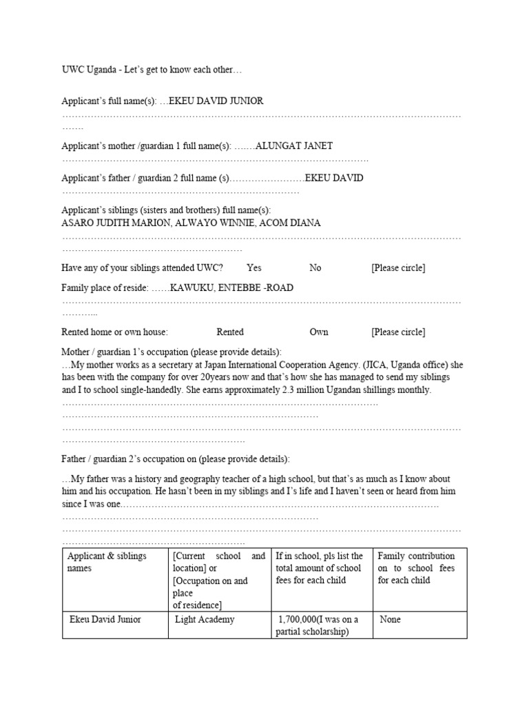 UWC Uganda 2 | PDF | Family