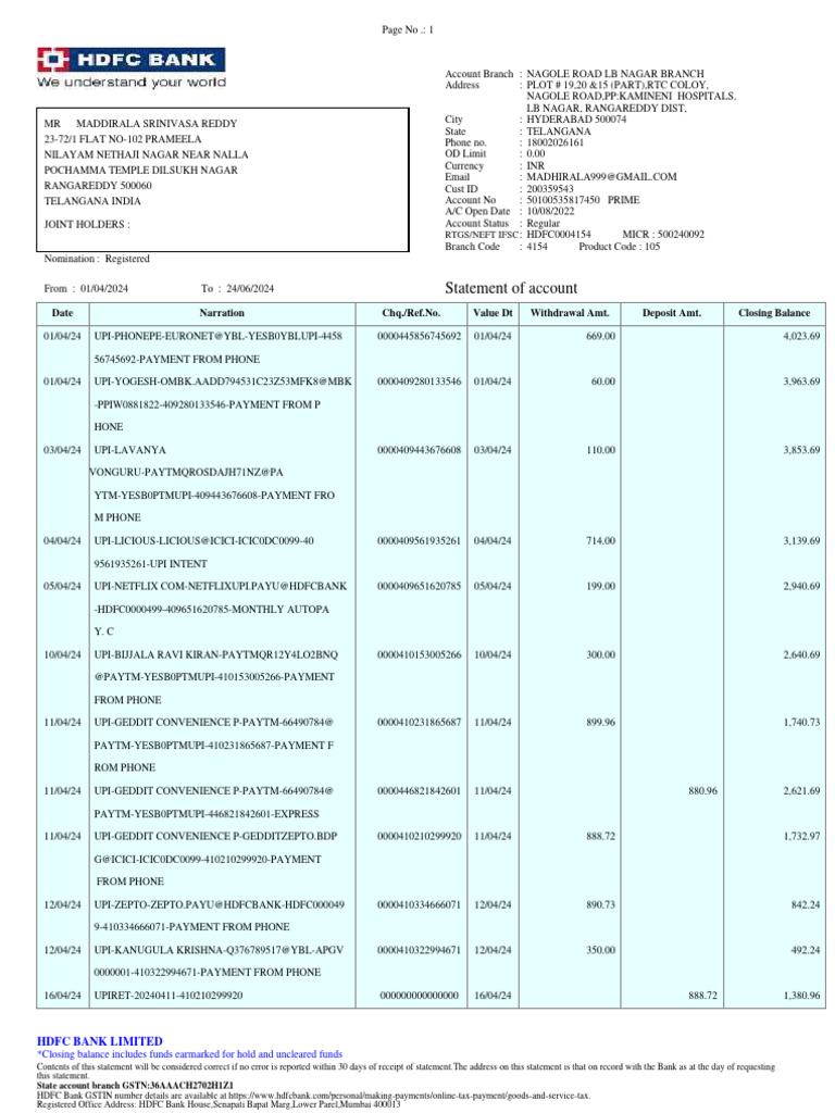 Account Statement 1 Unlocked | PDF | Banking Technology | Service ...