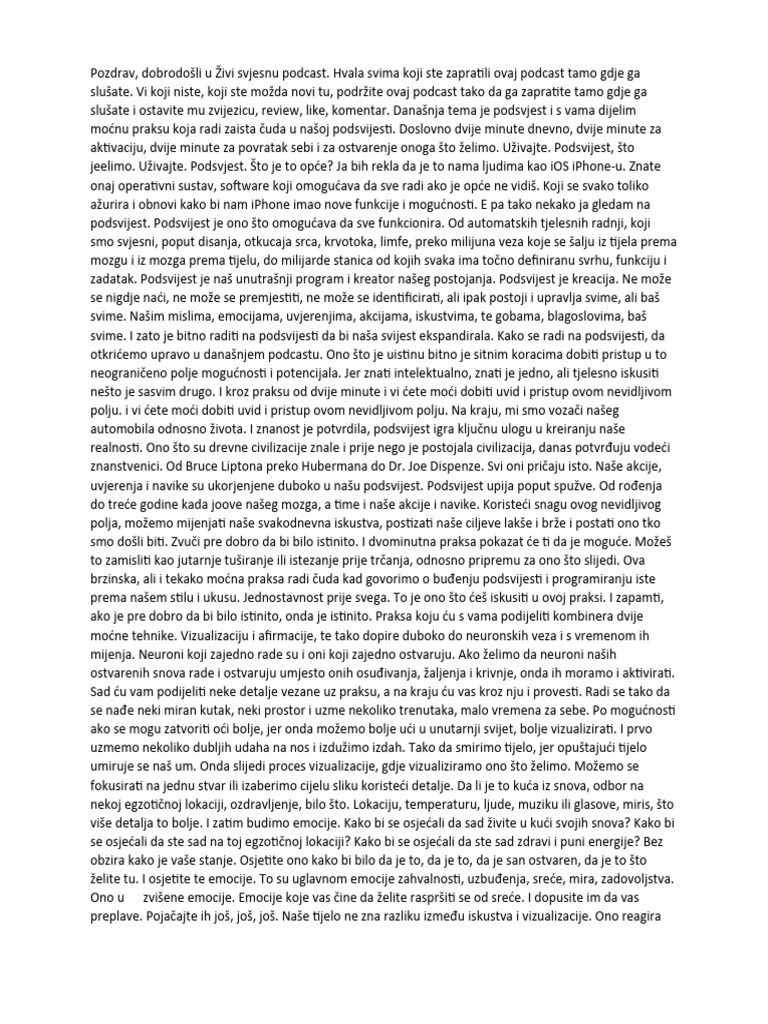 Promjeni Svoj Žiot Transkript | PDF