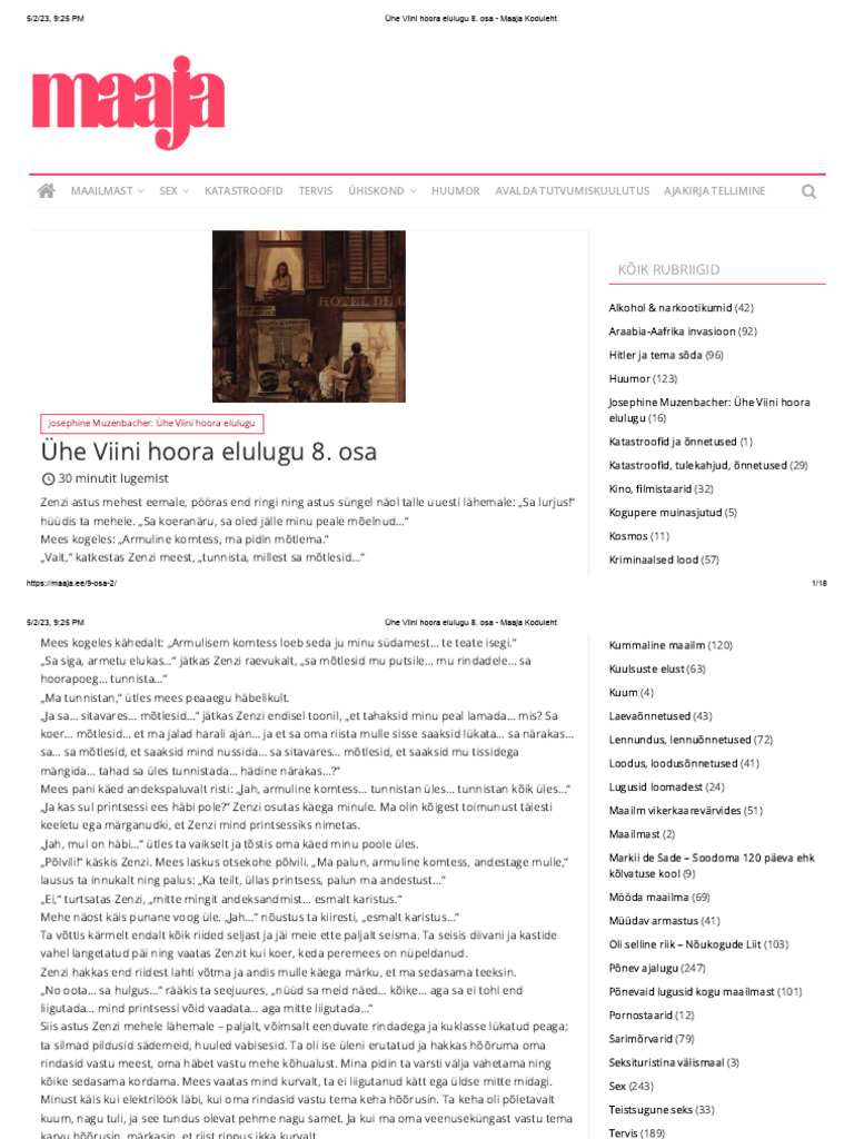 Ühe Viini Hoora Elulugu 8. Osa - Maaja Koduleht | PDF