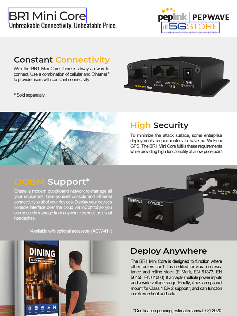 Pepwave Max Br1 Mini Core Lte Datasheet6967 | PDF | Computing | Computer Engineering