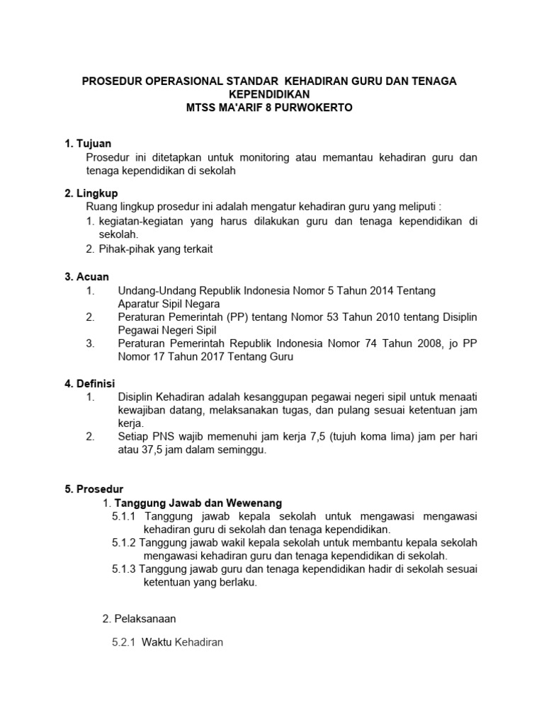 Sop Guru Tendik | PDF