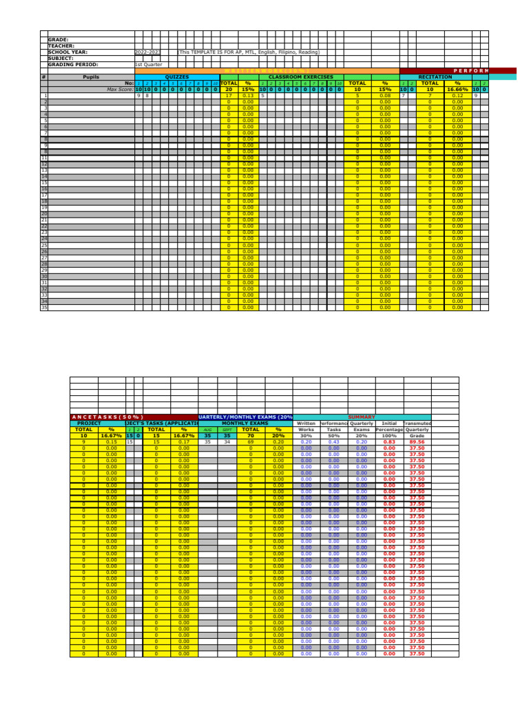 Student Grading Template | PDF