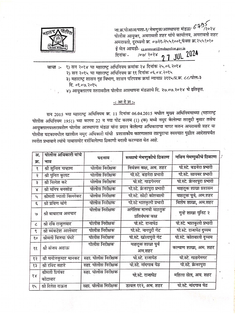 Officer Transfer Order | PDF