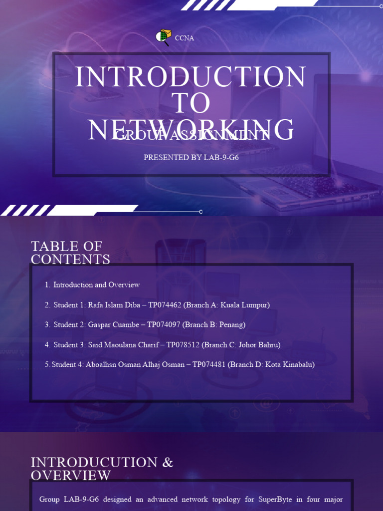Intro To Networking Presentation Lab 9 G6 Ct043 3 1 And Version Ve1 Pdf Computer Network Ip