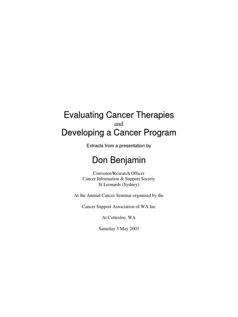 DR Royal R Rife - Evaluating Cancer Therapies | PDF | Cancer | Screening (Medicine)