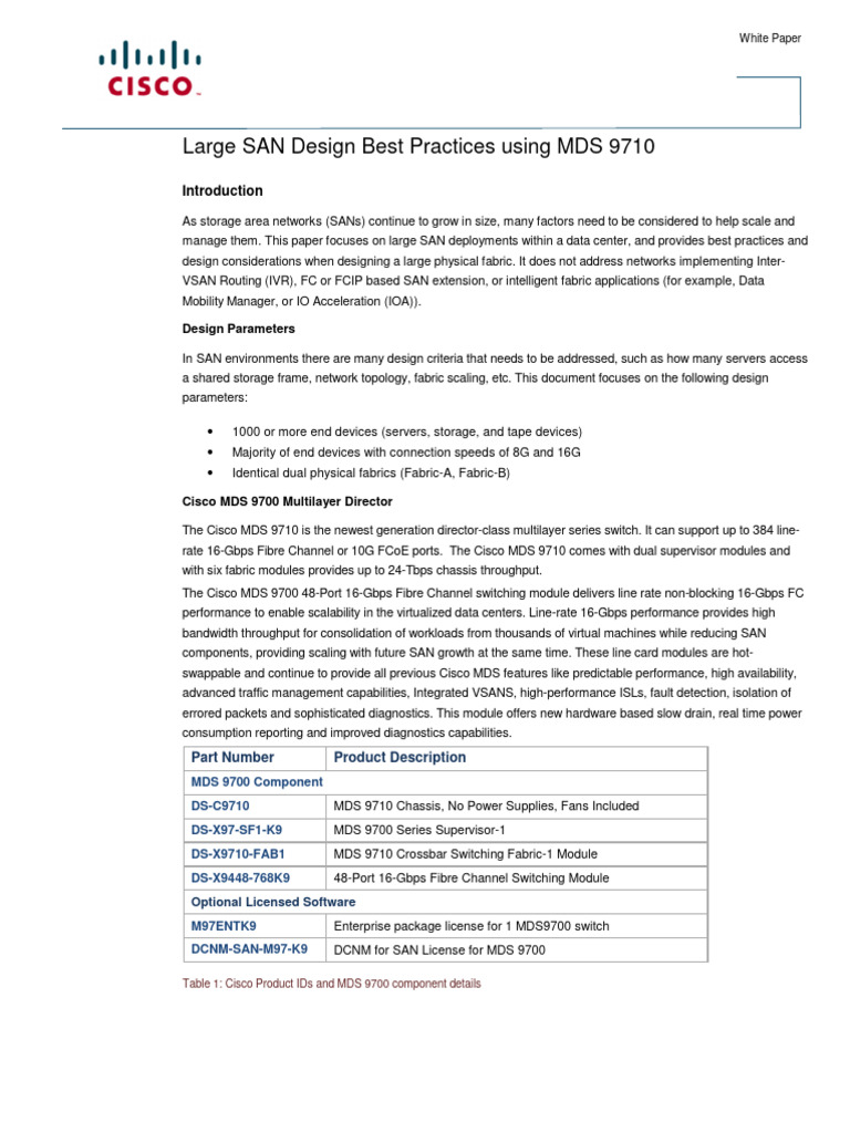 Large SAN Design Best Practices Using MDS 9710 | PDF | Network Switch | Computer Network