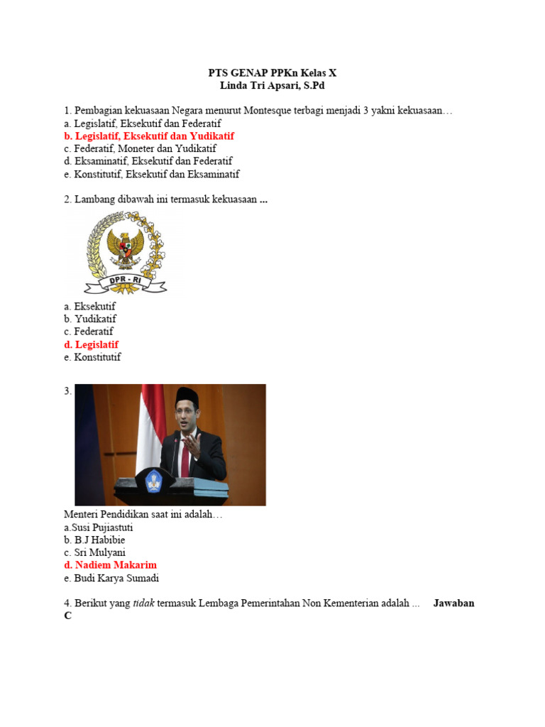 SOAL PTS GENAP PPKN Kelas X | PDF
