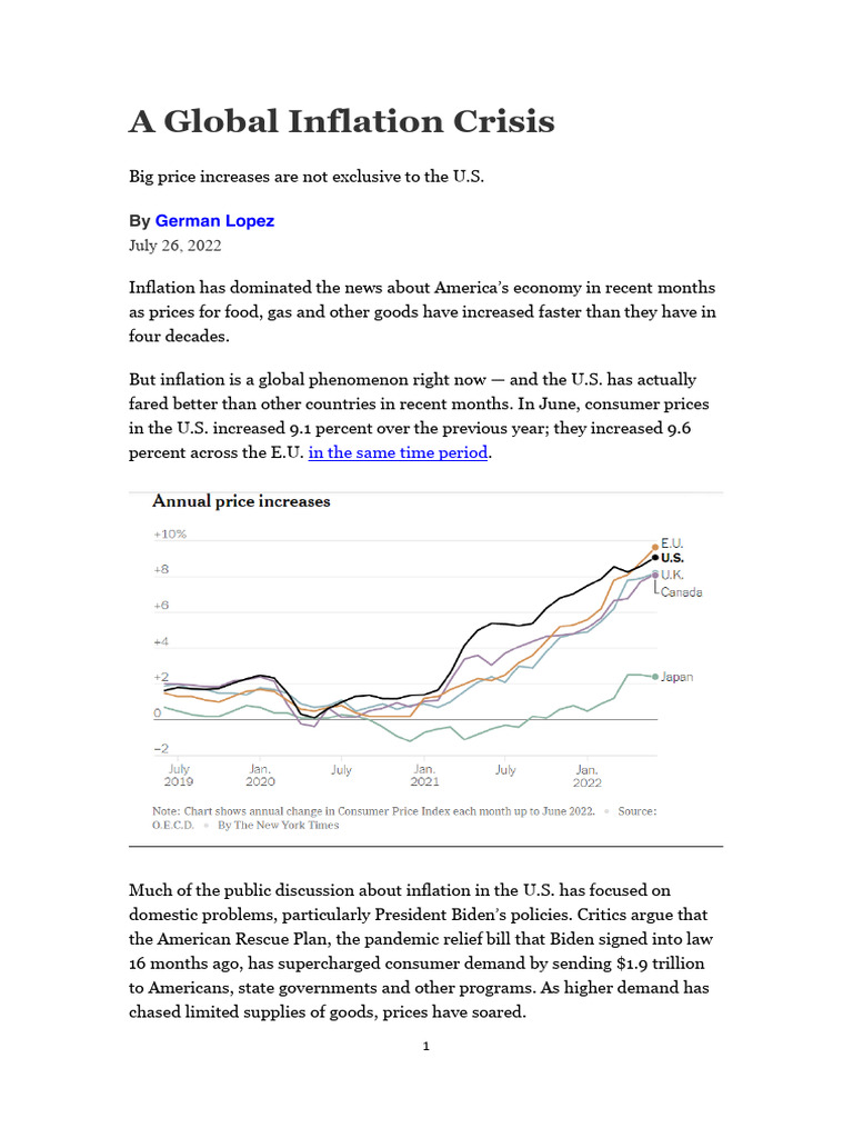 A Global Inflation Crisis | PDF | Cost Of Living | Inflation