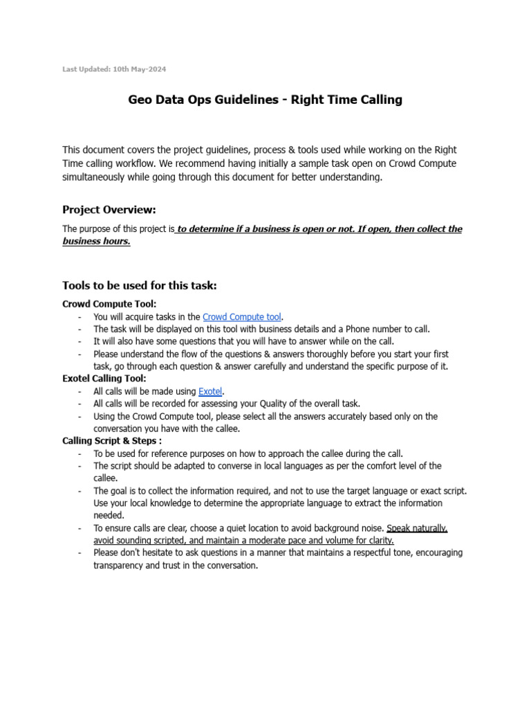 Geo Data Ops: Right Time Calling Guide | PDF | Voicemail | Workweek And ...
