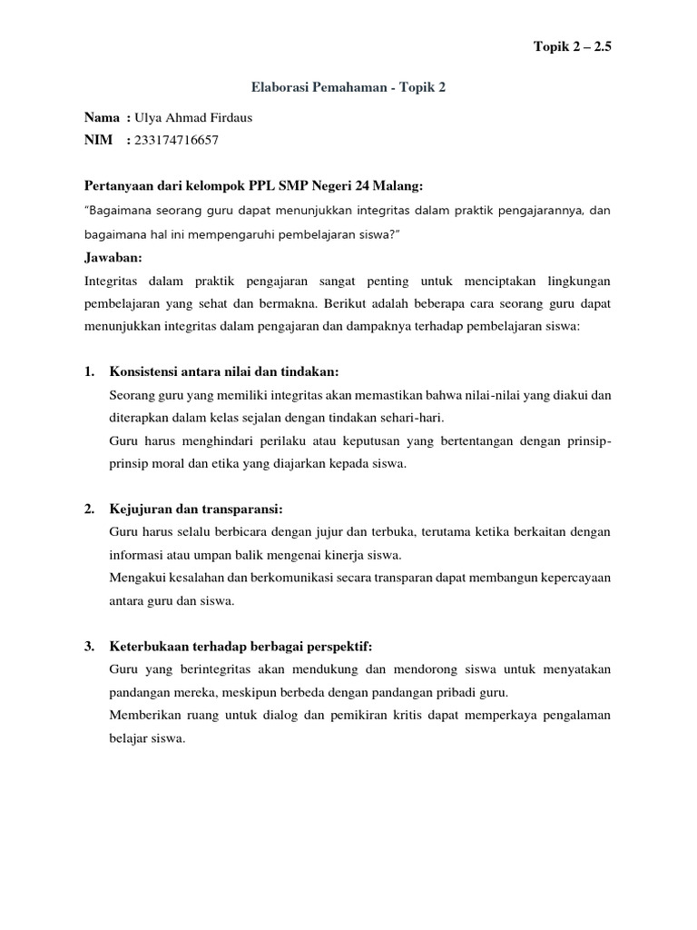 Elaborasi Pemahaman | PDF