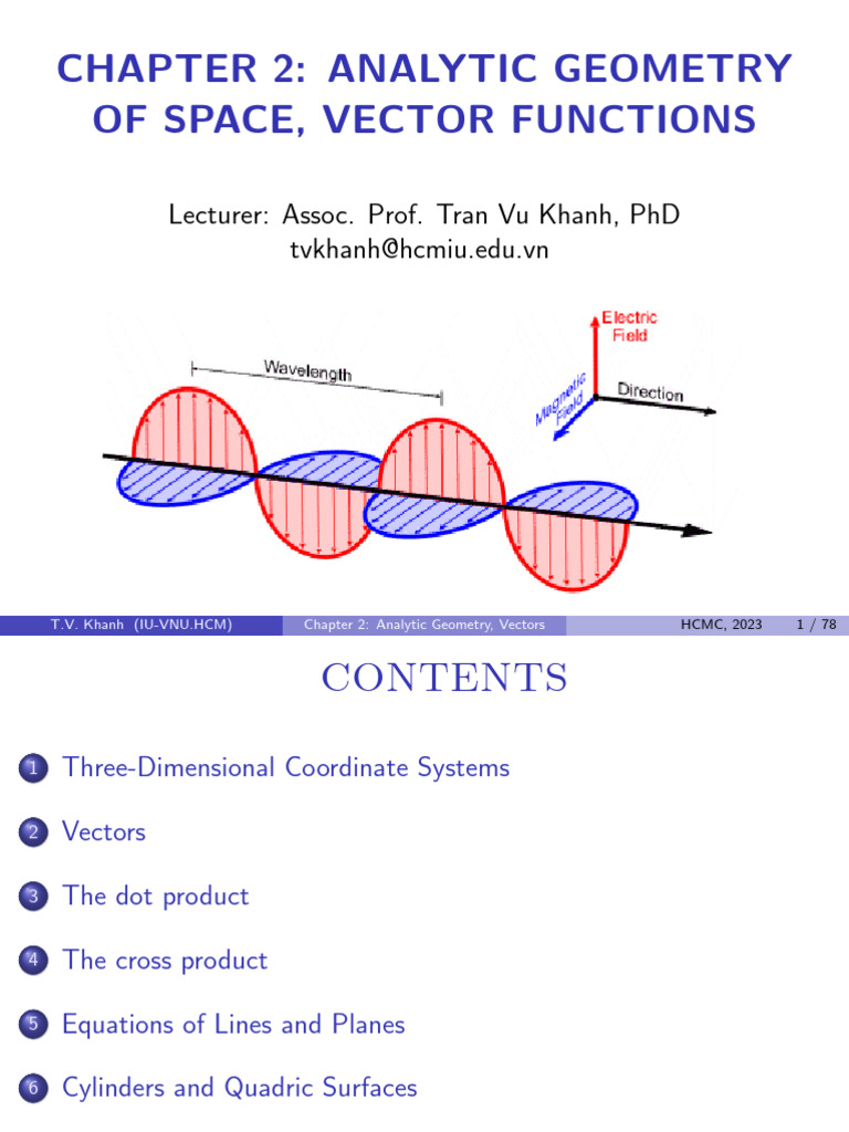 Cal2 Chapter2 Handout2023 Pdf Euclidean Vector Cartesian Coordinate System