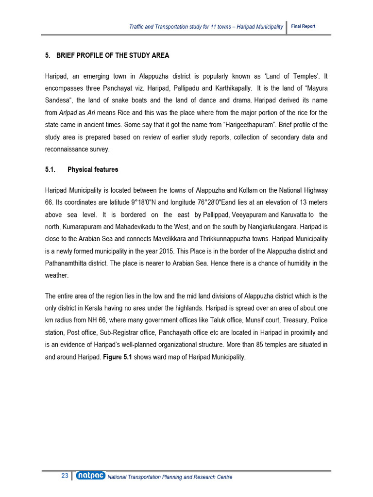 NATPAC Harippad Report - Missed | PDF | Transport