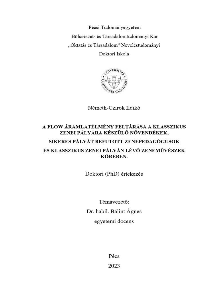 Pécsi Tudományegyetem Bölcsészet-És Társadalomtudományi Kar Oktatás És Társadalom ...