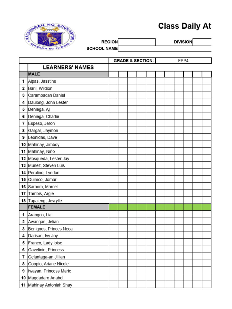 Fpp4 Attendance | PDF