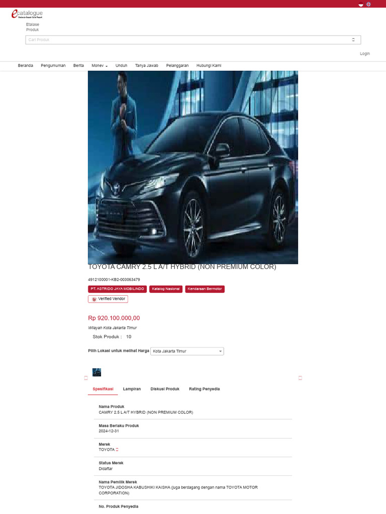 Camry HYBRID (NON PREMIUM COLOR) E-Katalog 5.0 | PDF