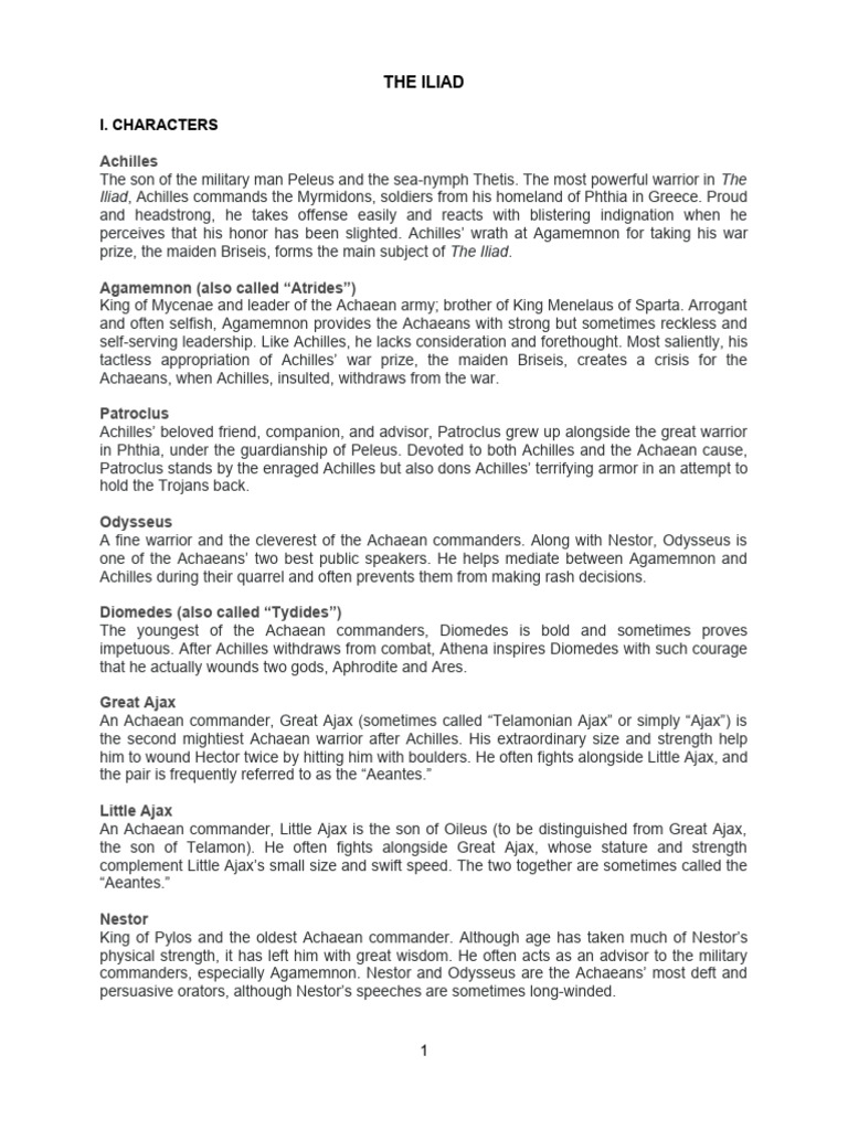 Iliad & Odyssey - Summary & Characters | PDF | Hector | Odysseus