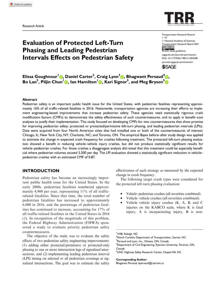 Evaluation of Protected Left-Turn Phasing and Lead | PDF | Pedestrian ...
