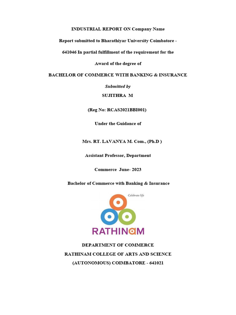 Internship Front Page | PDF