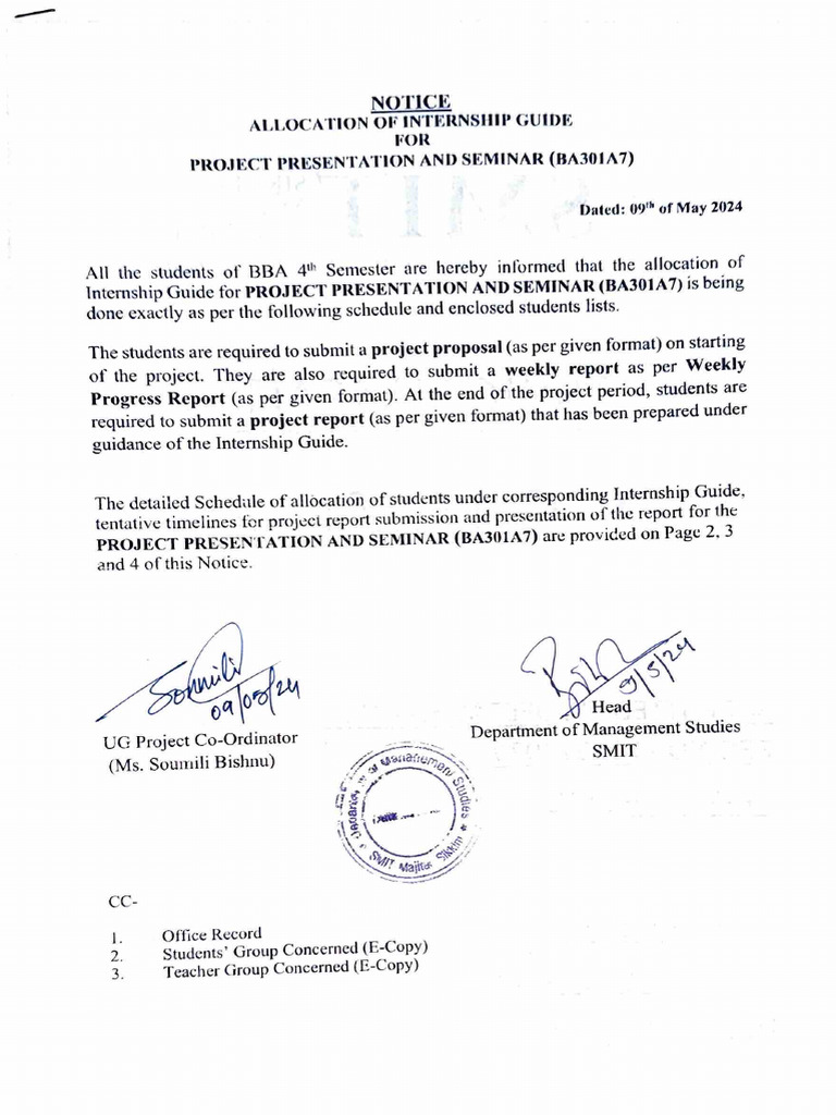 Guide Reallocation BBA Sem 4 Summer Internship | PDF