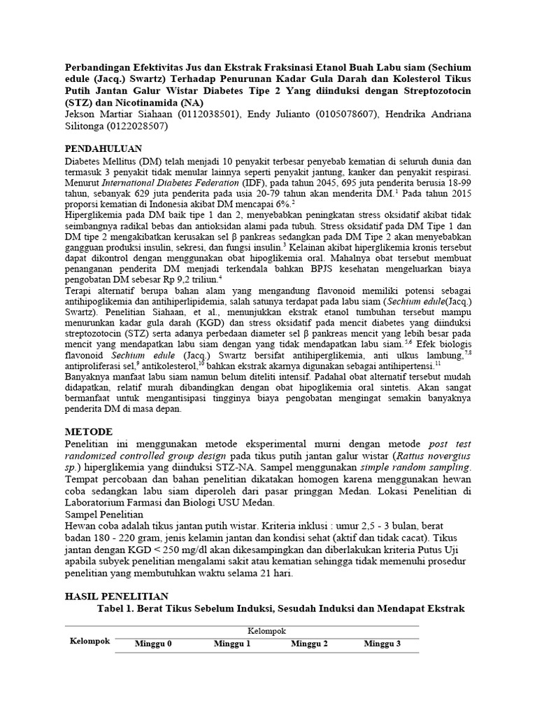 FOSTER Perbandingan Efektivitas Jus Dan Ekstrak Fraksinasi Etanol Buah Labu Siam | PDF