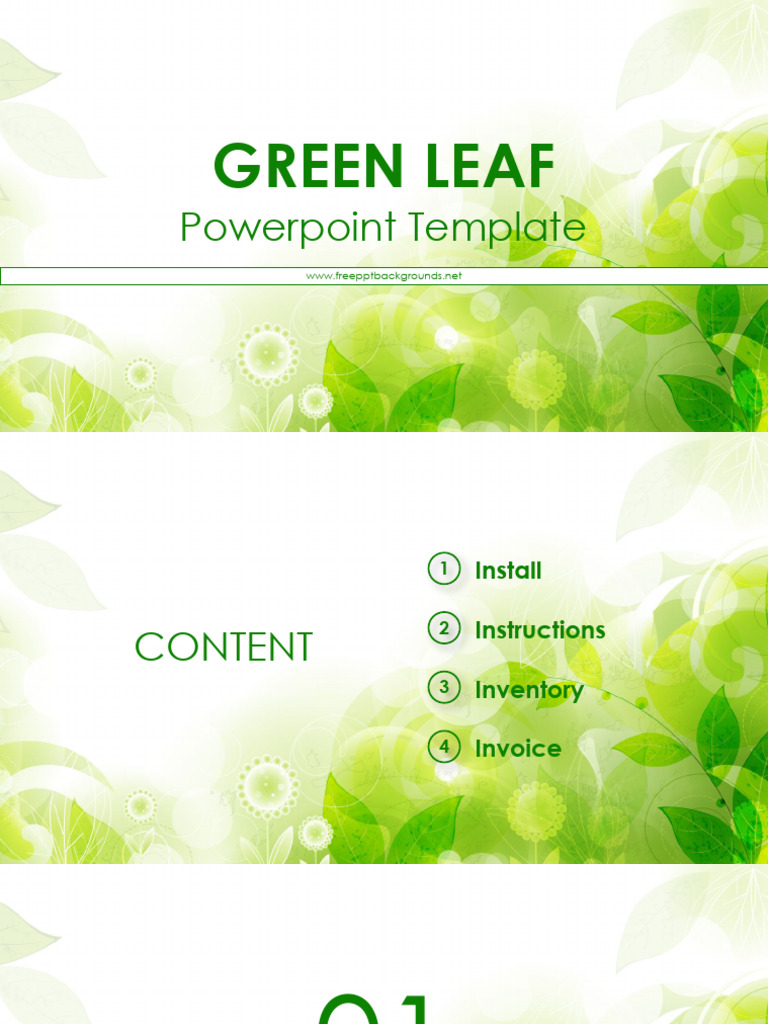 Green Leaf Powerpoint Template | PDF | Career & Growth