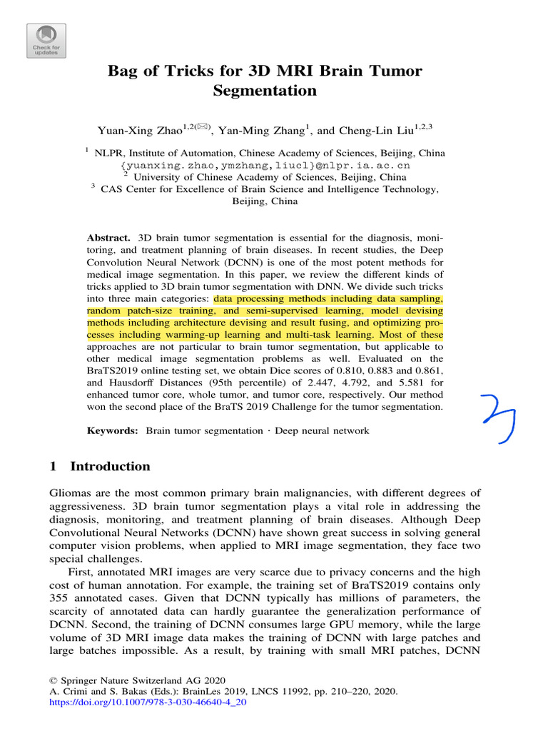 2019 (Brats) - 2 - Bag of Tricks For 3D MRI Brain Tumor | PDF | Image Segmentation | Artificial ...