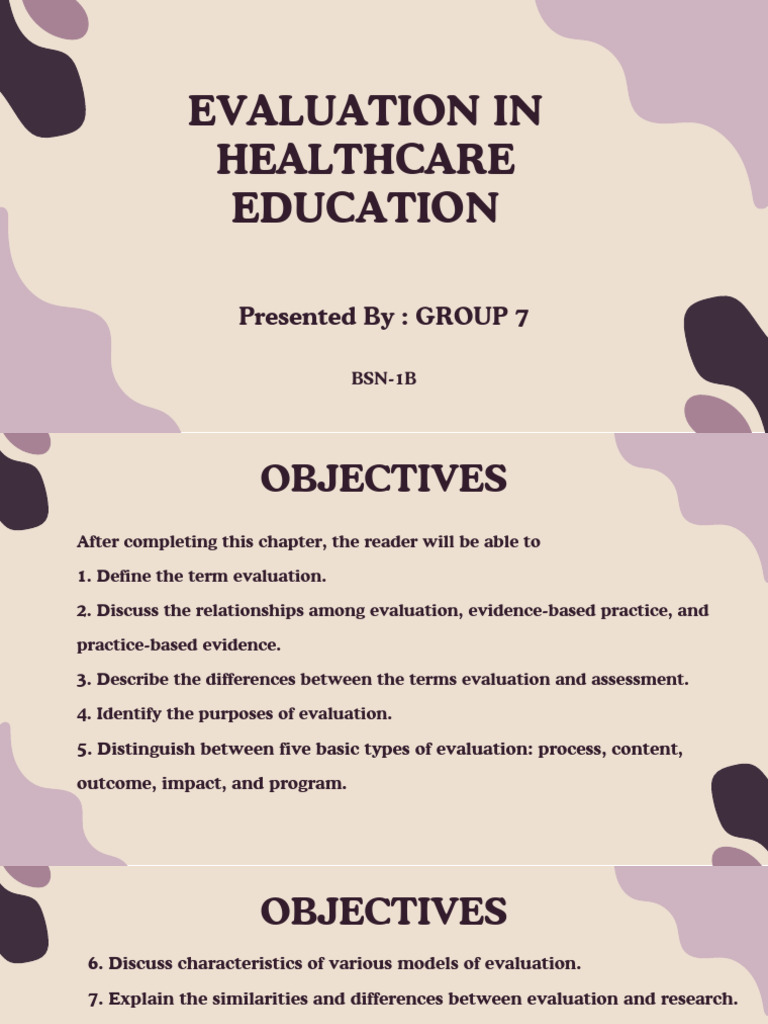 EVALUATION IN HEALTHCARE EDUCATION | PDF | Evaluation | Evidence Based ...