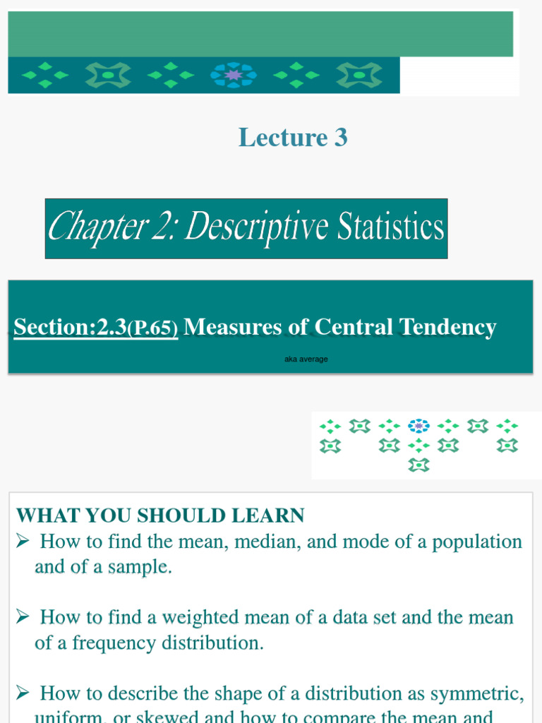 Measures of Central Tendency Explained | PDF | Mode (Statistics) | Skewness