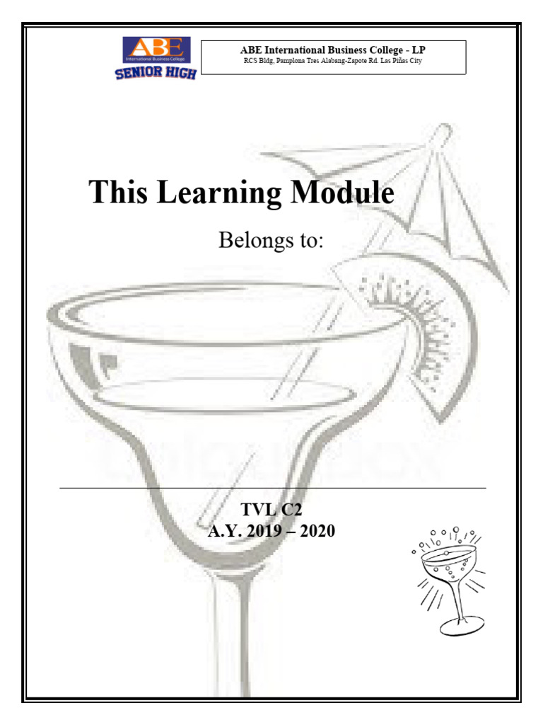 Bartending Learning Module | PDF | Drink | Bartender
