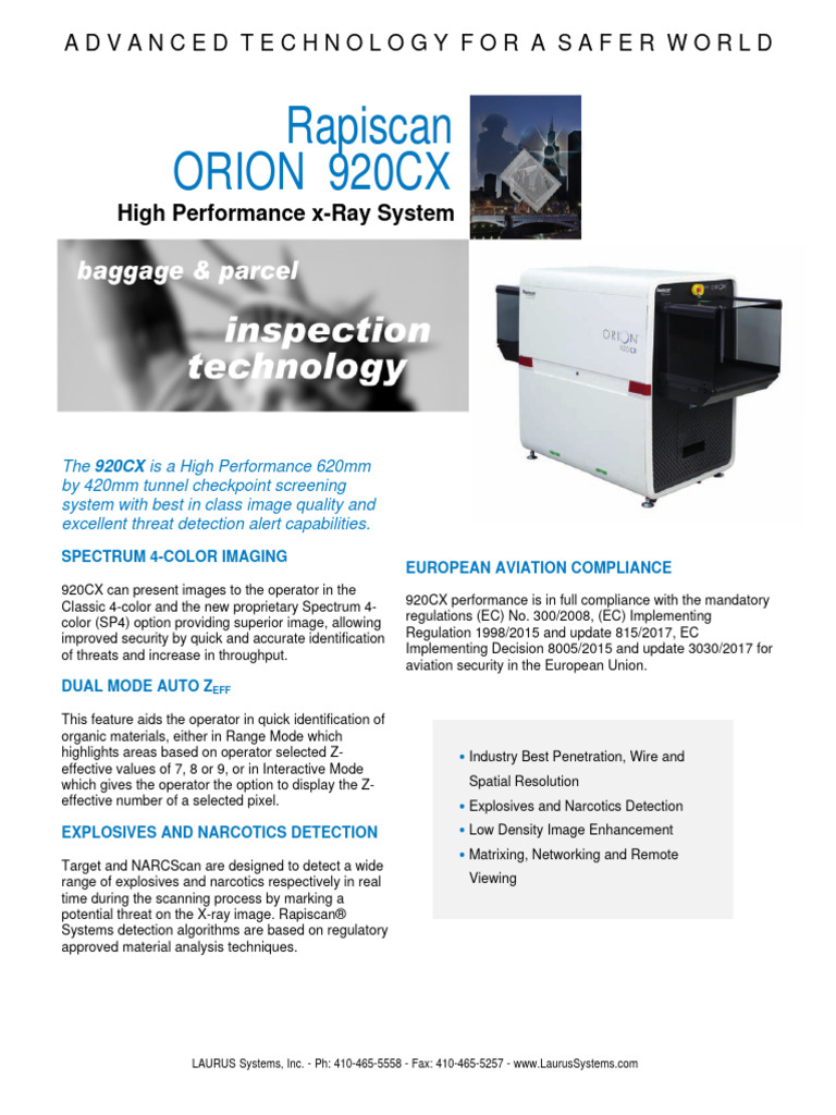 LS Rapiscan 920CX X Ray Screening | PDF | Imaging