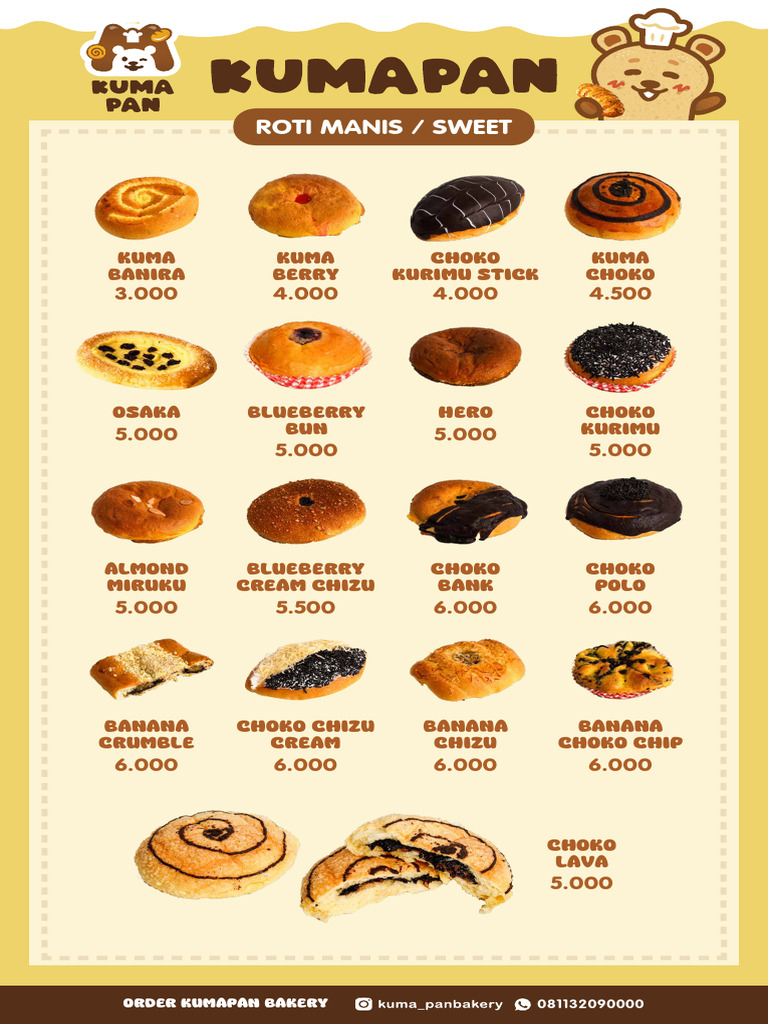 Harga Roti dan Menu Kumapan Bakery | PDF | Cooking | Western Cuisine