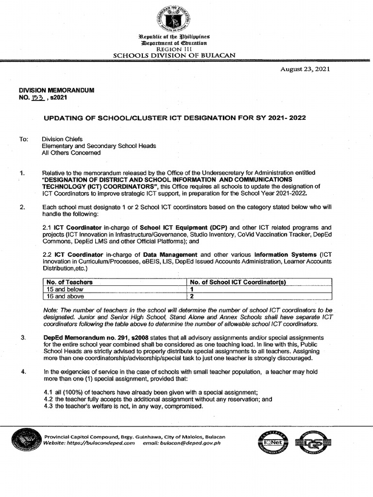 Div Memo No. 153 S. 2021 | PDF Div Memo No. 153 S. 2021 | PDF