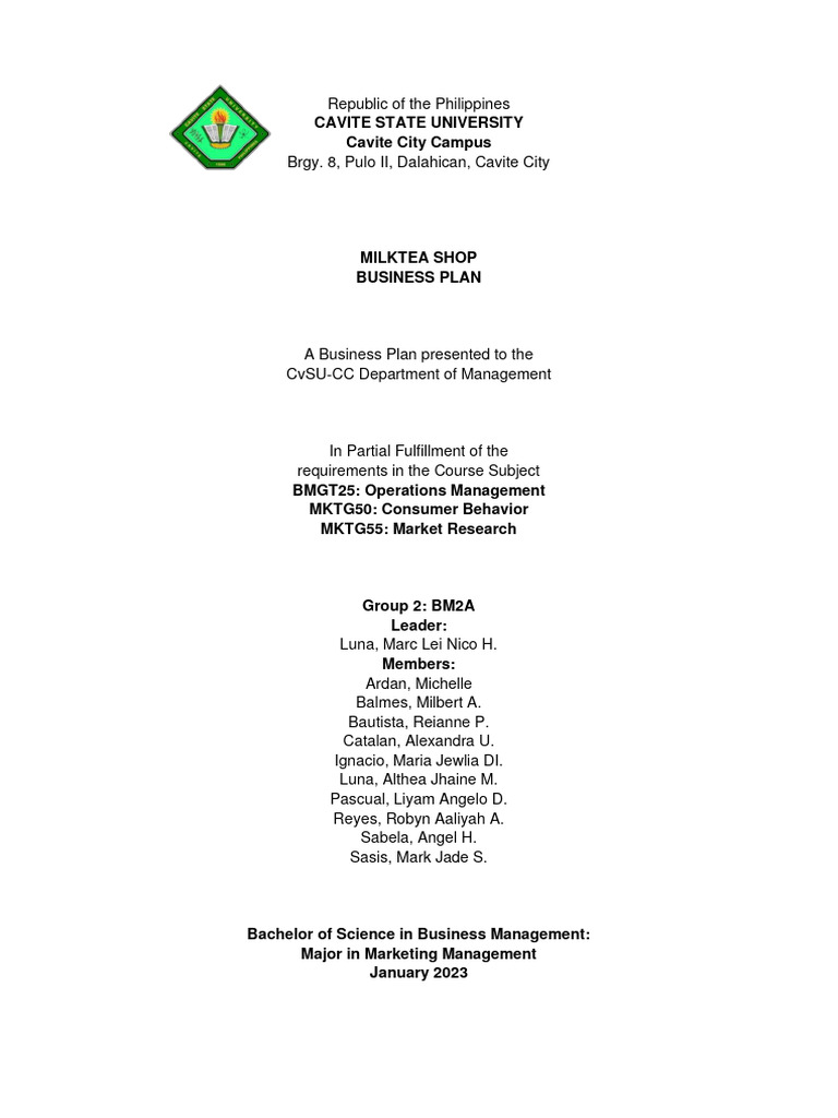 Business Plan Manuscript | PDF | Drink | Coffee