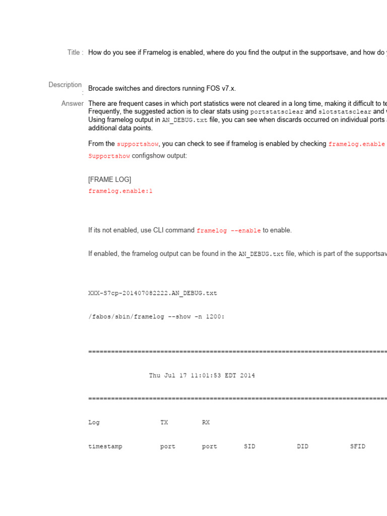 Brocade Framelog | PDF | Operating System Families | Computing