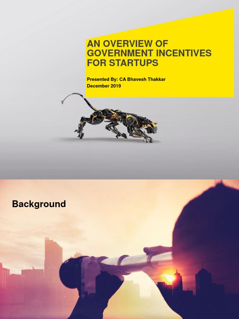 Overview Govt Incentives FR Startups BT | PDF | Startup Company | Small ...