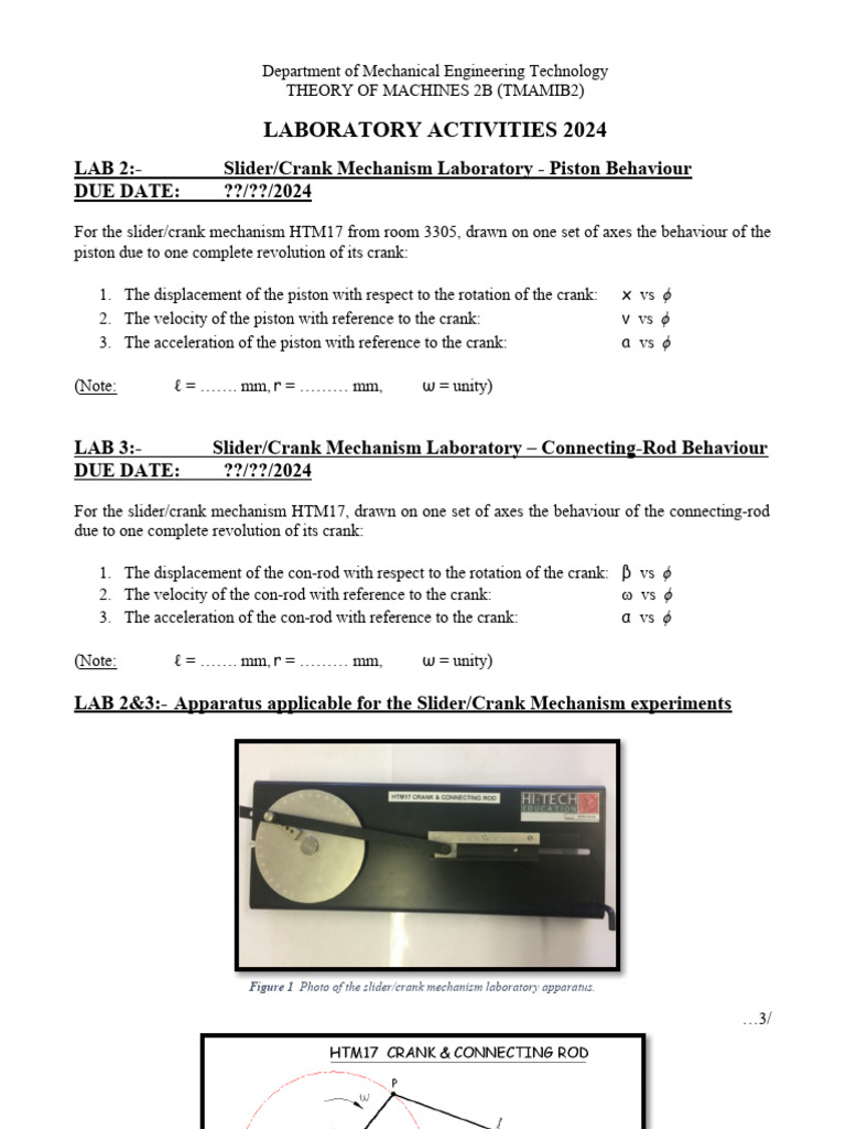 Slider/Crank Mechanism Lab Activities | PDF | Science & Mathematics ...