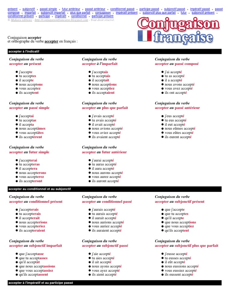 Le Verbe Accepter | PDF | Verbe | Conjugaison