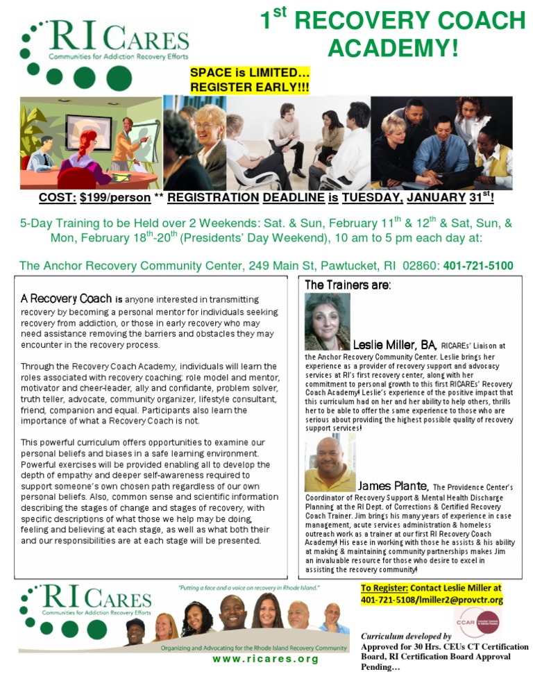 RICARES Recovery Coach Academy Flyer | Download Free PDF | Recovery ...