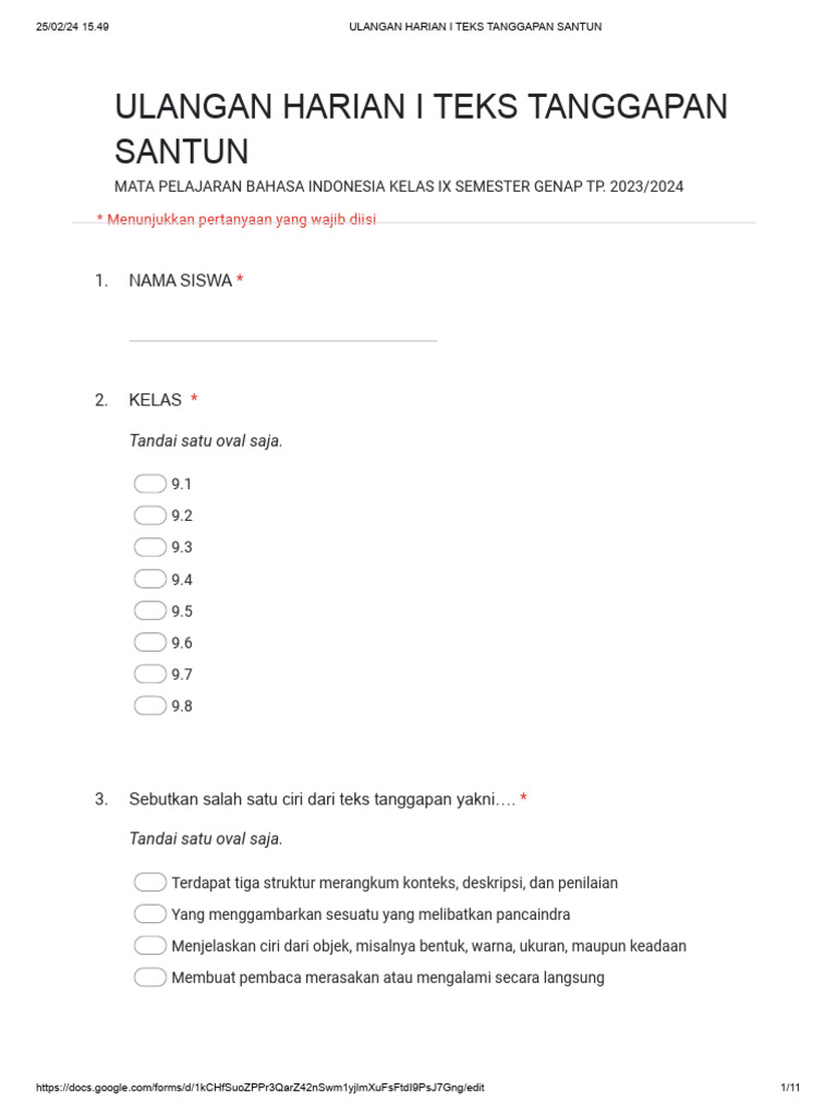 Soal Penilaian Harian Siswa | PDF