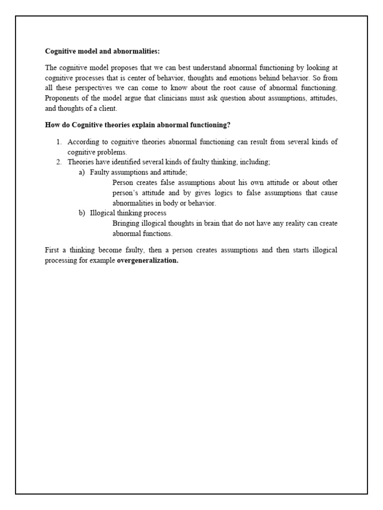 Understanding Cognitive Abnormalities | PDF