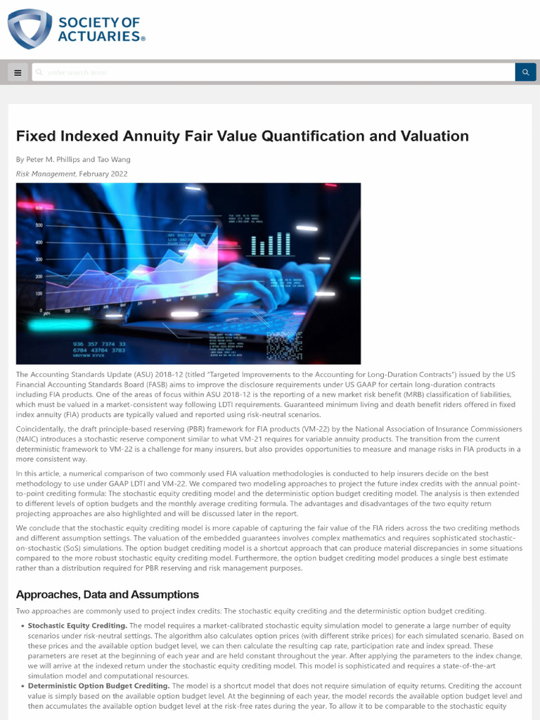 Fixed Indexed Annuity Fair Value Quantification and Valuation | PDF ...