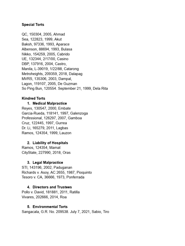 Torts - Case Assignments | PDF | Private Law | Common Law