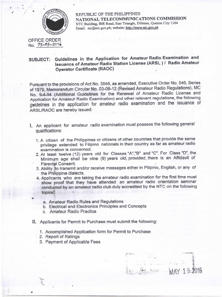 Application For Amateur Radio Examination | PDF