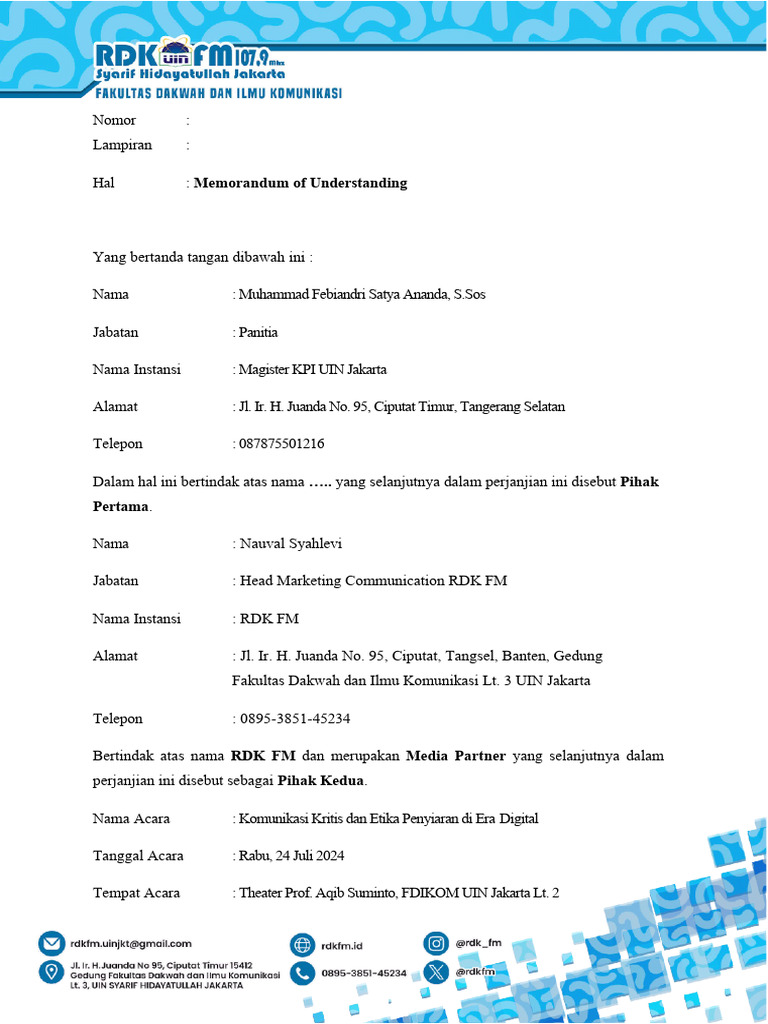 MoU - ACARA MAGISTER KPI | PDF