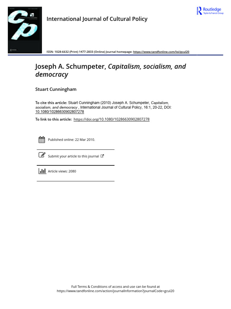 Joseph A Schumpeter Capitalism Socialism and Democracy | PDF | Capitalism | Innovation
