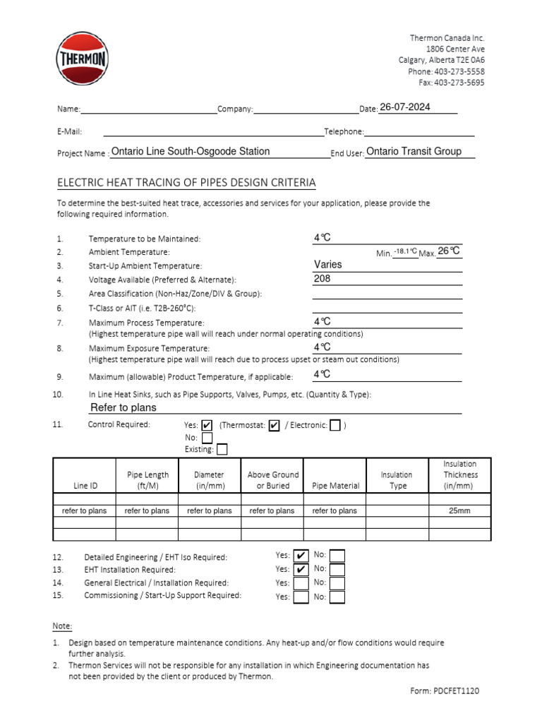 Thermon Pipe RFQ Form - Electric | PDF | Pipe (Fluid Conveyance ...