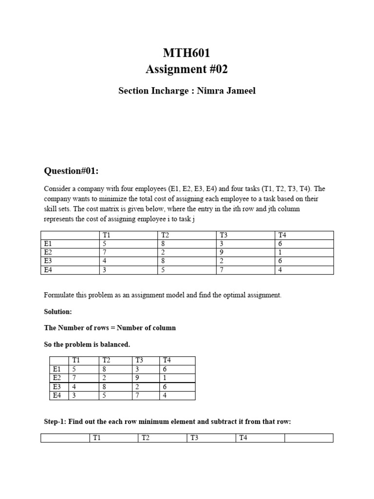 MTH601 02 (Nimra Jameel) OneStepTo | PDF | Linear Algebra | Applied Mathematics